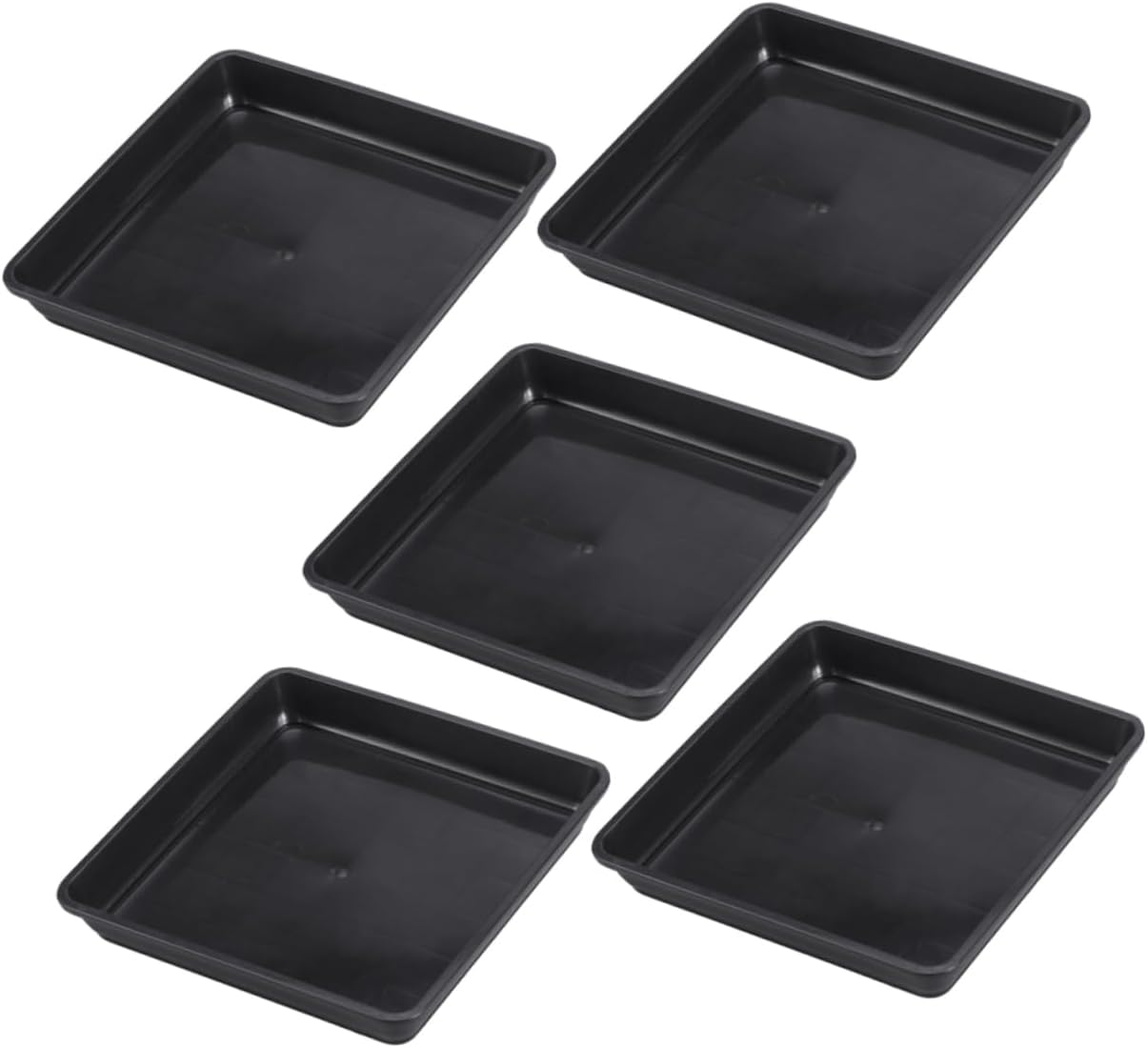 5pcs Flower Pot Tray Black Square Planter Plastic Dishes Large Plastic ...