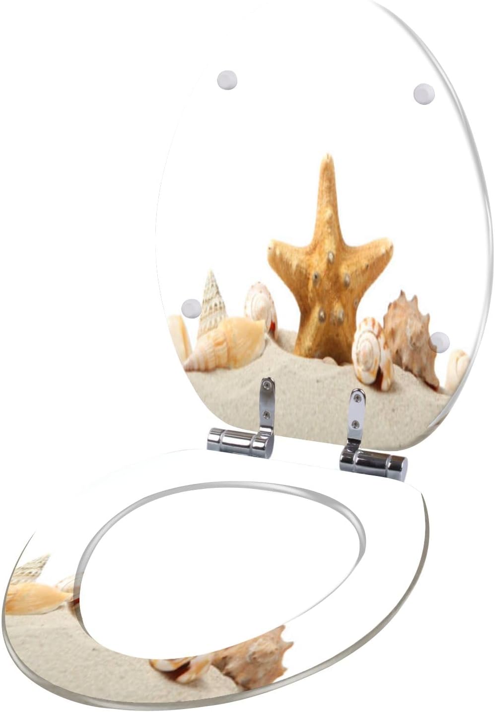 Elongated Toilet Seat Sand shells white place for text travel sea Resin ...