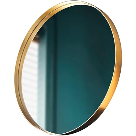 zenmag Round Mirror, 50x50 cm Metal Framed Wall Mirror, Large Bathroom ...