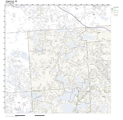 ZIP Code Wall Map of Waterford, MI ZIP Code Map Not Laminated: Amazon ...