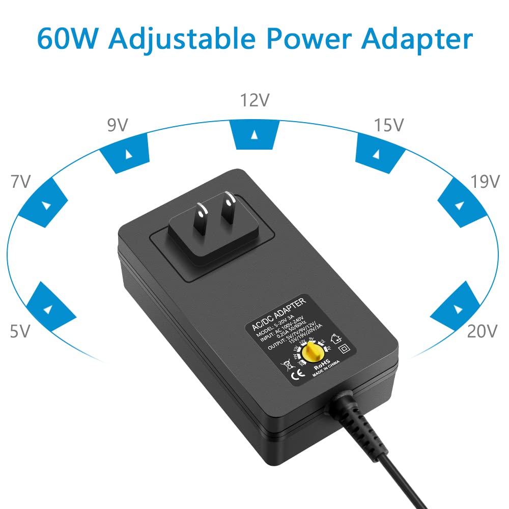 Snapklik.com : SHNITPWR Universal Power Supply Adjustable 5V20V 60W AC ...