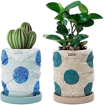Amazon.com: TANMWZK Plant Pots Cute Ceramic Flower Pots Wave Point ...