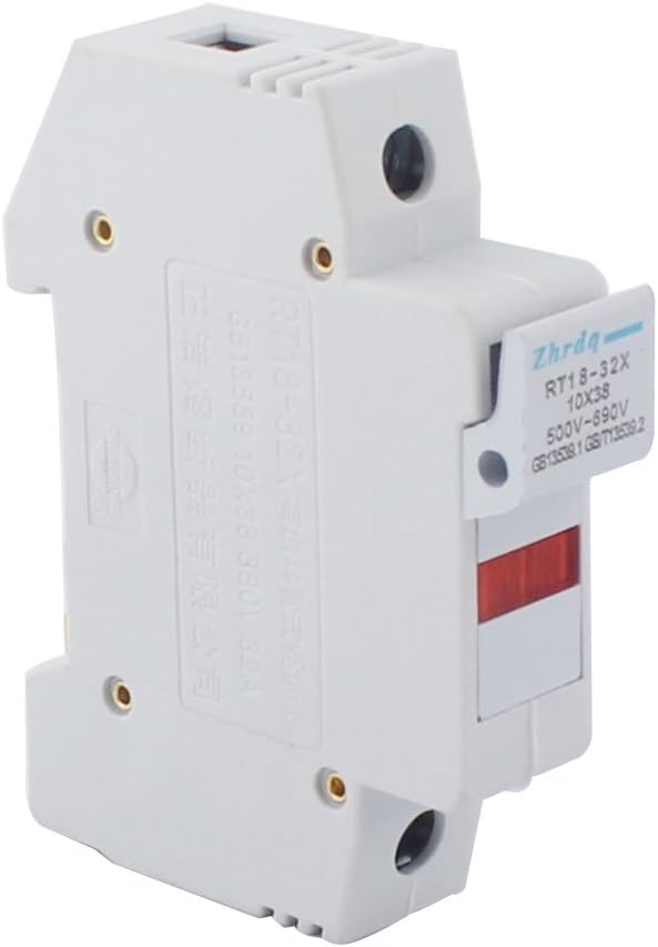 IIVVERR RT18-32X AC 380V 32A 1 Pole 10x38mm DIN Rail Mount Fuse Holder Base (RT18-32X CA 380V ...