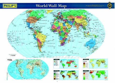 Philip's World Wall Map: Political/physical, school edition. : Buy ...