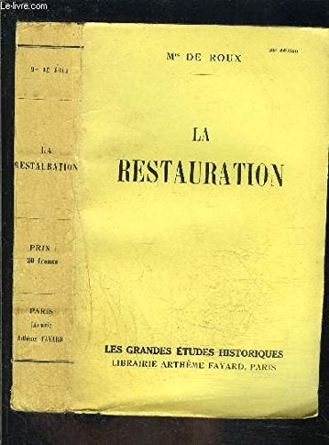 LA RESTAURATION : ROUX DE Mrs: Amazon.es: Libros