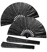 Amazon.com: Qyeahkj Large Folding Concert Rave Hand Fan, Heated ...