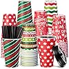 Amazon.com: Umigy 60 Pack Christmas Paper Coffee Cups 16 oz Xmas Paper ...