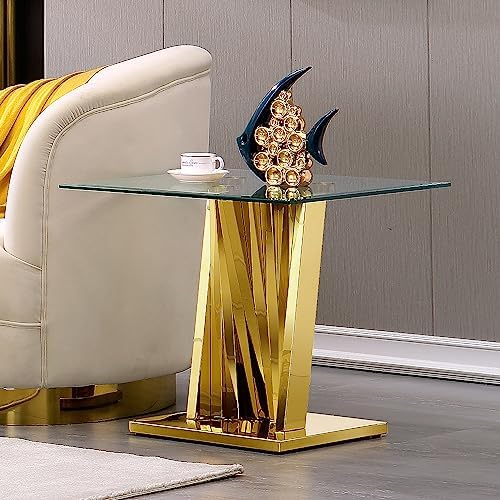Amazon.com: Anewsun Gold Glass End Table, Falcone End Table with Clear ...