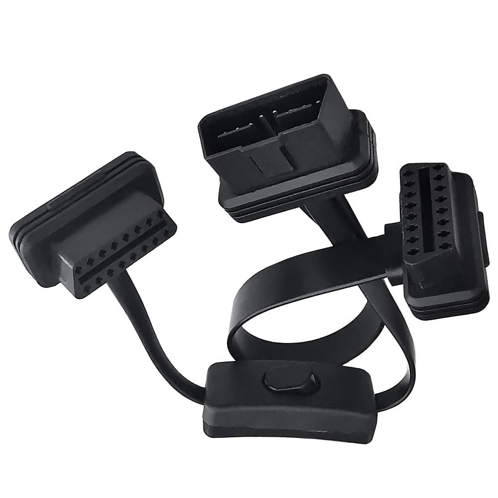 Amazon.com: Halokny OBDII OBD2 Flat 16 Pin Male to Female 1 in 2 Y ...