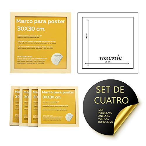 Nacnic Set of 4 Robust Square photo frame to protect and display photos ...