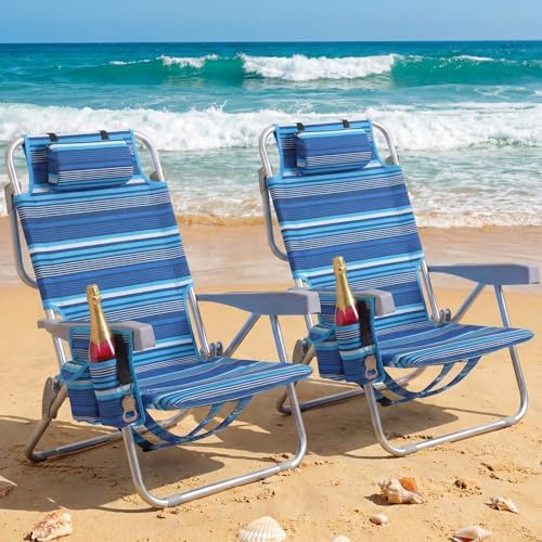 Amazon.com : PASAMIC Backpack Beach Chairs for Adults 2 Pack Portable ...