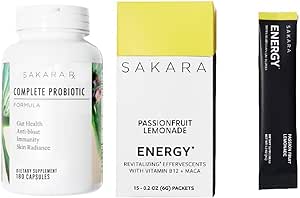 Amazon.com: SAKARA Probiotic, 180 Capsules & Energy Effervescents, 15 ...