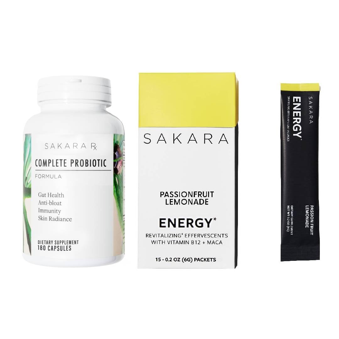 Amazon.com: SAKARA Probiotic, 180 Capsules & Energy Effervescents, 15 ...