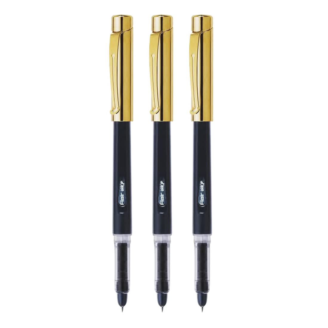 FLAIR Inky Series Gold Liquid Ink Fountain Pen Blister Pack | Stainless ...