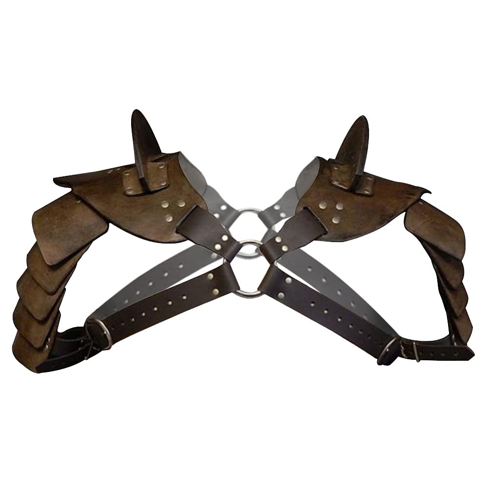 Buy Faux Leather Arm Bracer Adjustable Buckles Medieval Clamshell ...