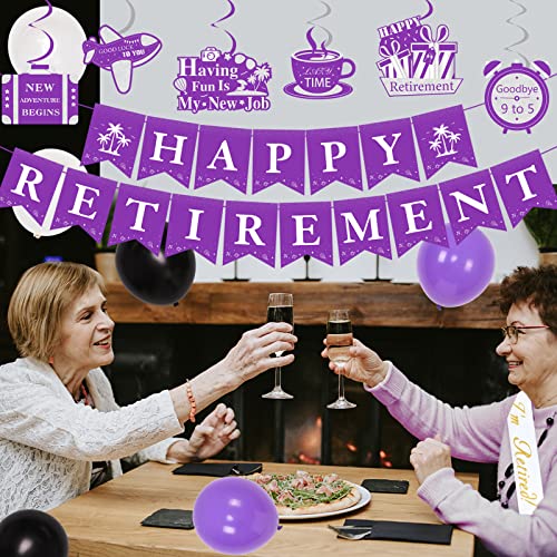 JOYMEMO 29Pcs Retirement Party Decorations Purple for Women, Happy ...