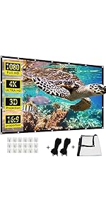 Amazon.com: Projector Screen and Stand 100 inch Portable Projection ...