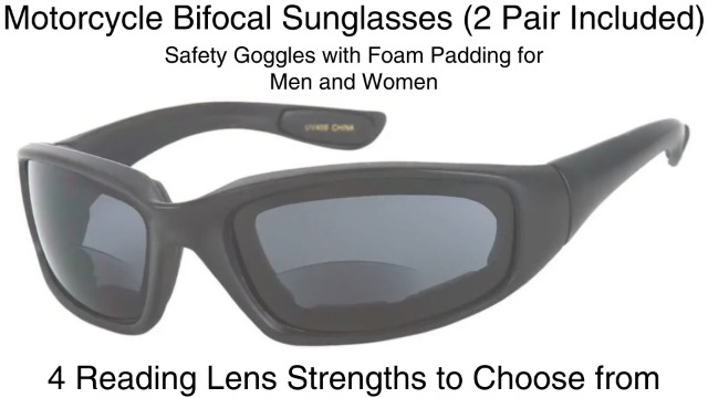 Watch 2 Pair of Motorcycle Bifocal Sunglasses with Foam Padding on ...