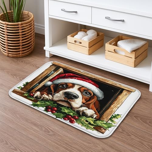 Amazon.com: Christmas Dog Portrait Quick Dry Bath Mat, Cute Beagle ...
