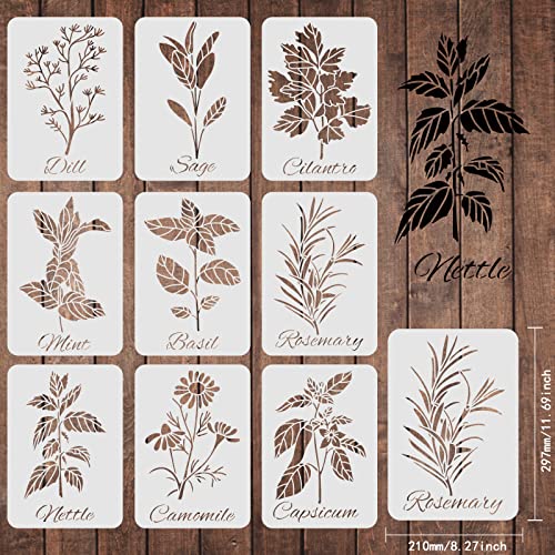 FINGERINSPIRE 9 PCS Leaf Stencils Template 29.7x21cm Plastic Plant ...