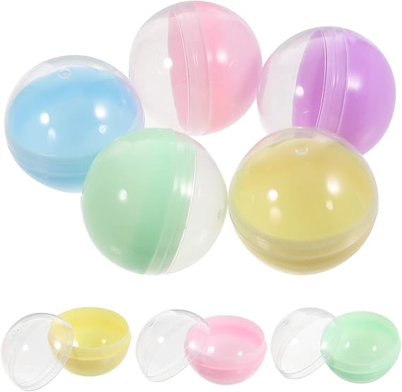 Ciieeo 50pcs Gumball Vending Machine Capsules Empty Clear Colored Round ...