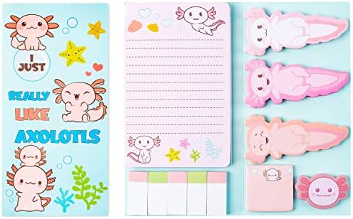 Amazon.com : JIANTA Axolotl Sticky Notes, Cute Cartoon Pastel Memo Set ...