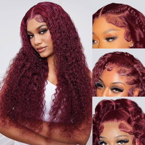 Amazon.com : Jessica Hair 7x6 Wear and Go Glueless Wigs Burgundy HD ...