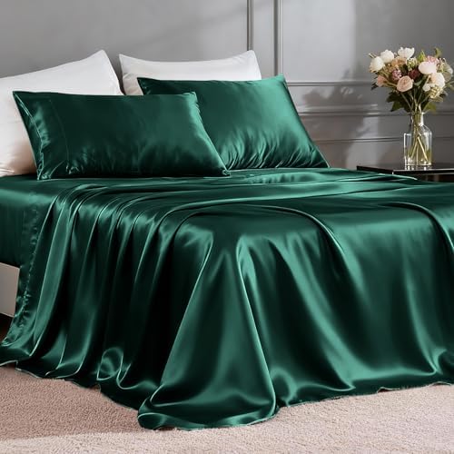 Amazon.com: FreshCulture Satin Sheets Twin XL Bed Set - 3 Piece Luxury ...
