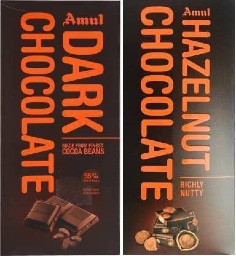 Amul Dark + Hazelnut Chocolate Bars (2 x 150 g) : Amazon.in: Grocery ...