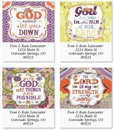 Amazon.com : Inspired Square Address Labels (4 Designs) - Set of 144 1 ...