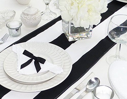 Amazon.com: Appleberry Attic Striped Table Runner Collection (Black ...