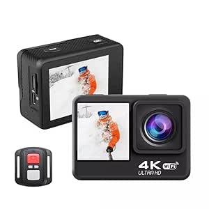 AUSEK® 4K Action Camera 60fps with Anti-Shake EIS Stabilization, 24MP Photo Resolution, 4X ...
