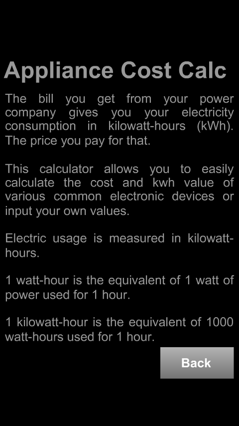 Appliance Cost Calculator - App on the Amazon Appstore
