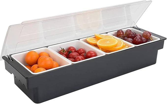 Amazon.com | FEOOWV Plastic Condiment Caddy with Lid, 4 Compartments ...