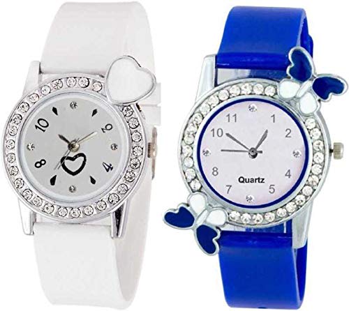 Fashion Blue Color Dual Butterfly with White Color Small Heart Combo ...