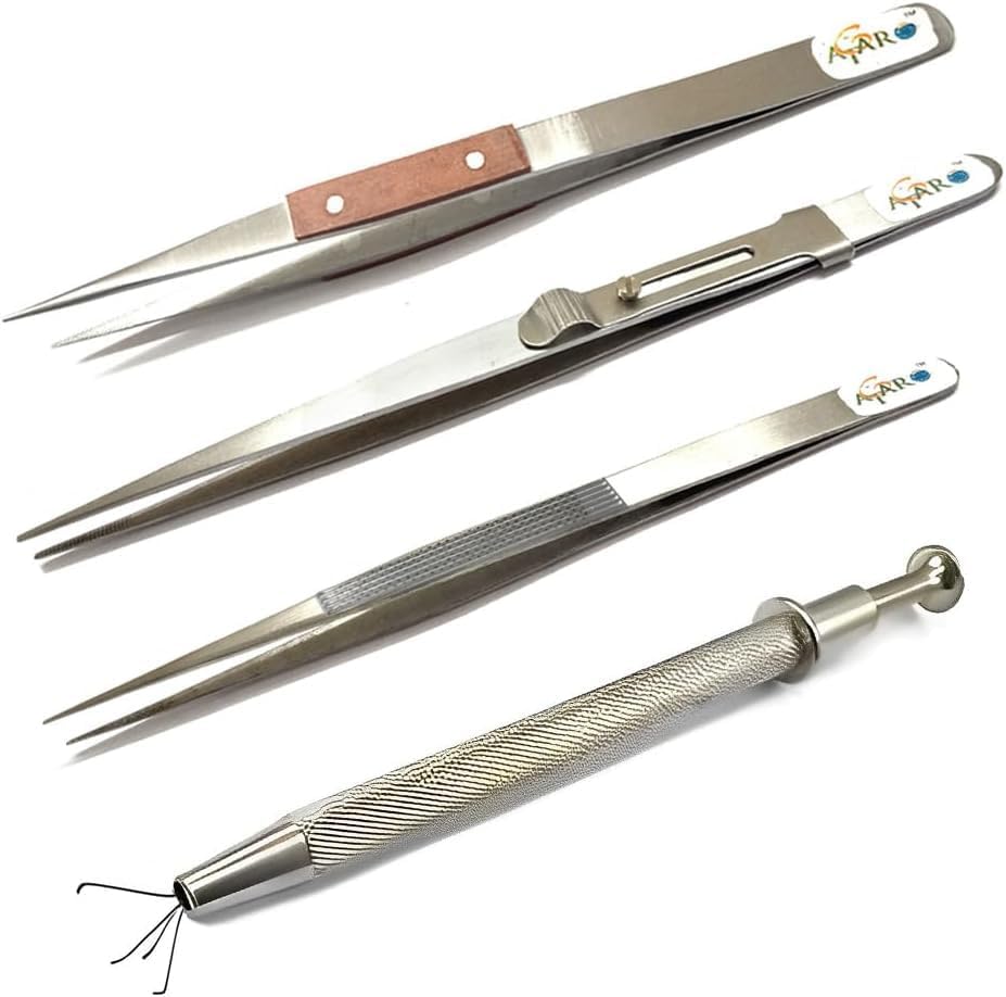 Amazon.com: 4 Pack Diamond Jewelers Tweezers Holder Pick up Tool Claw ...