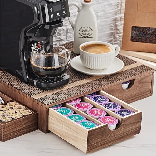Amazon.com: SMARTAKE Wooden K Cup Organizer Coffee Pod Storage Box ...