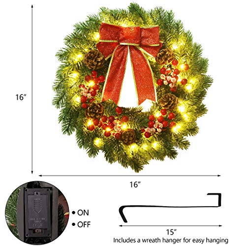 Snapklik.com : 16 Inch Christmas Wreath, Outdoor Lighted Christmas ...