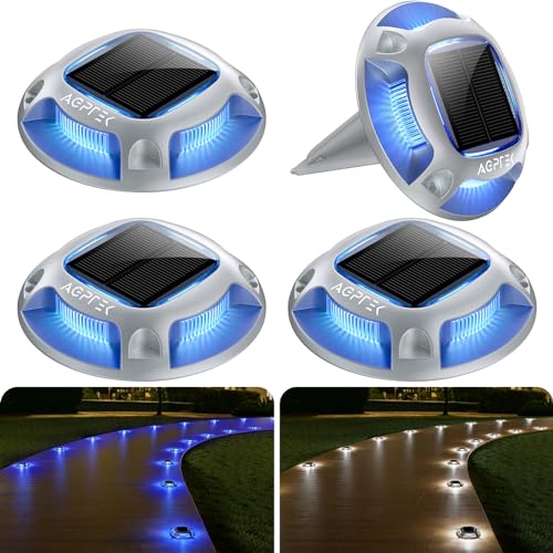 Snapklik.com : AGPTEK Solar Driveway Lights 4 Pack, 2 Colors In 1 ...