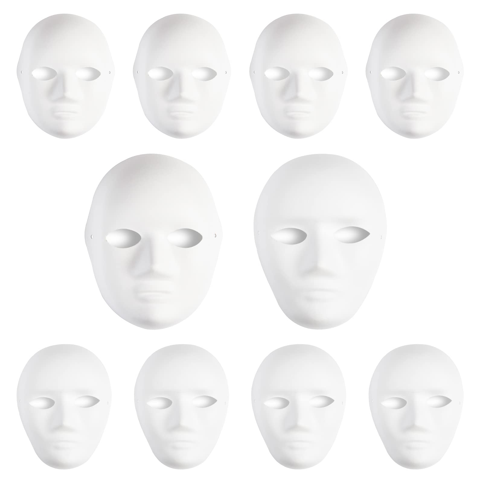LAHONI 10 Pieces Paper Mache Masks, 2 Sizes DIY Full Face Mask for ...