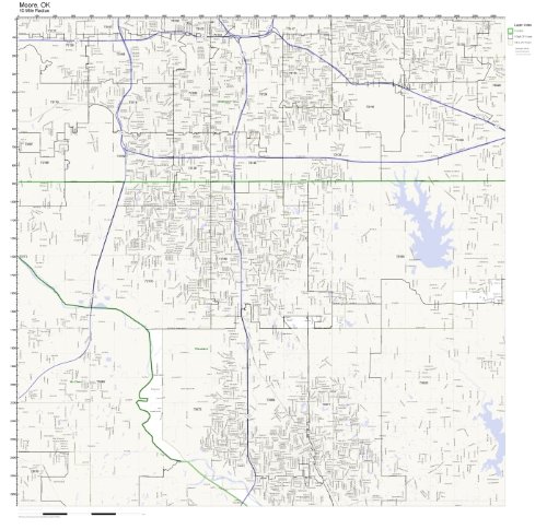 Amazon.com : Moore, OK ZIP Code Map Laminated : Prints : Office Products