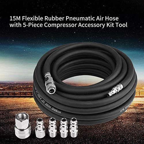 Rubber compressed air hose, 15m, 1/4 inch flexible hoses 9.5mm diameter ...