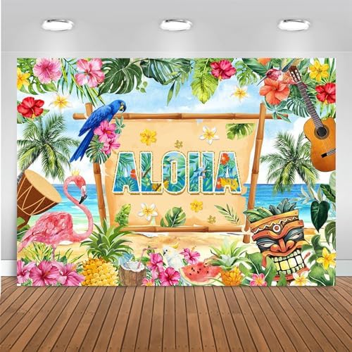Amazon.com : Mocsicka Hawaiian Aloha Party Backdrop Tropical Hawaiian ...