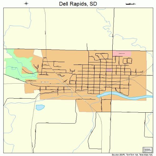 Large Street & Road Map of Dell Rapids, South Dakota SD - Printed ...