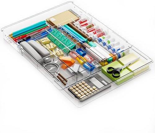 Amazon.com: Yieach Large Expandable Desk Drawer Organizer Tray for ...