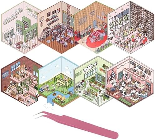 4 Sets 3D House & Scene Stickers DIY - Make Fun 3D Stickers for Adults ...