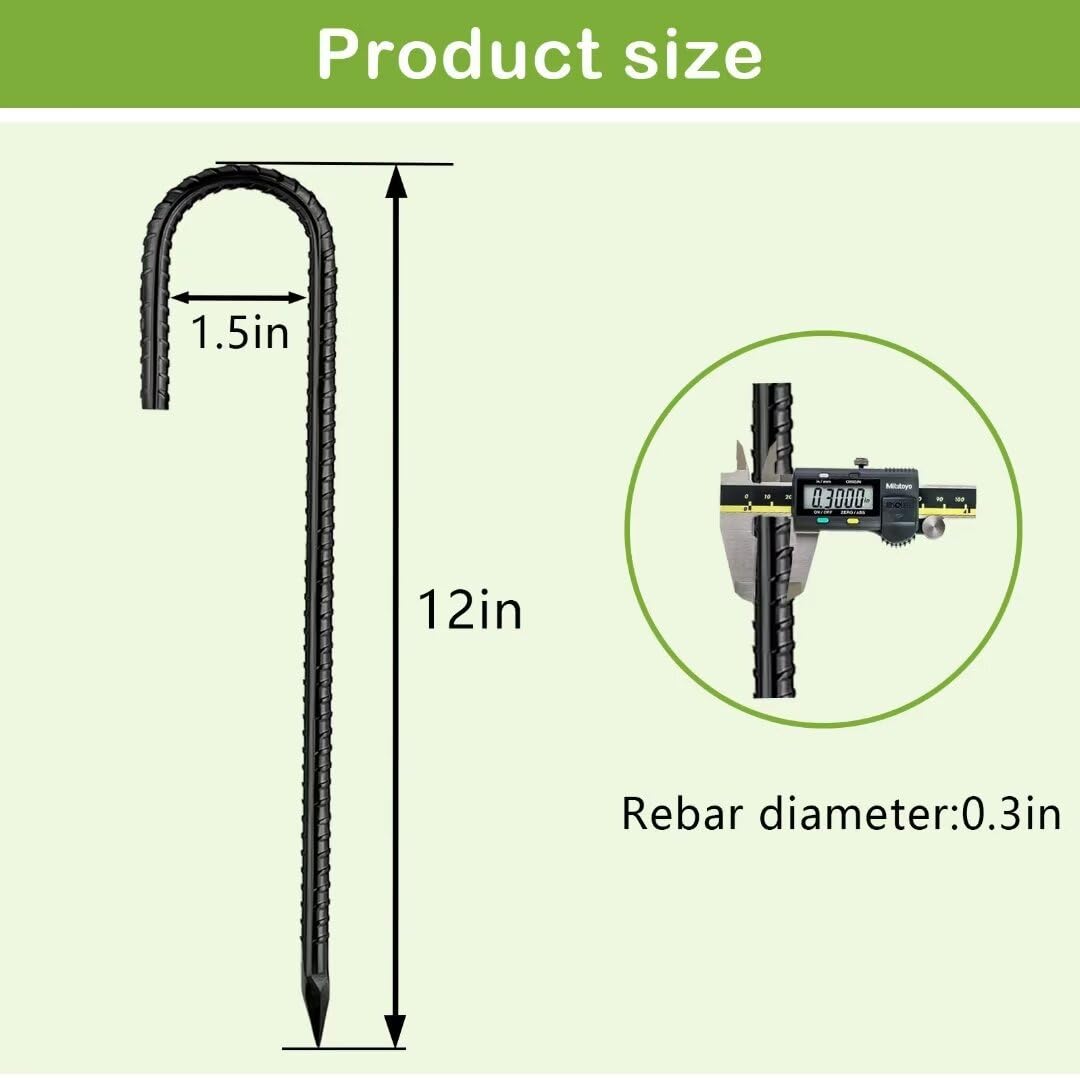 Snapklik.com : Rebar-Stakes-12-Inch, Ground Stakes Heavy Duty J-Hook ...