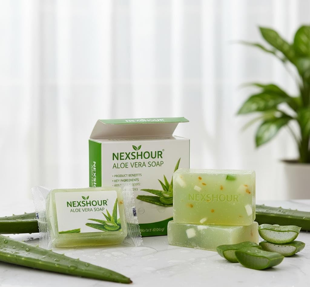 Buy NEXSHOUR Aloe Vera Ayurvedic Soap – Natural Herbal Bathing Bar for ...