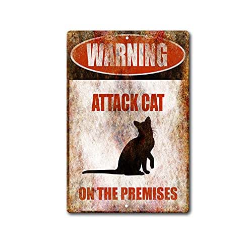 Amazon.com: Warning Attack cat on Premises,Funny Warning Sign 12 x 8 ...