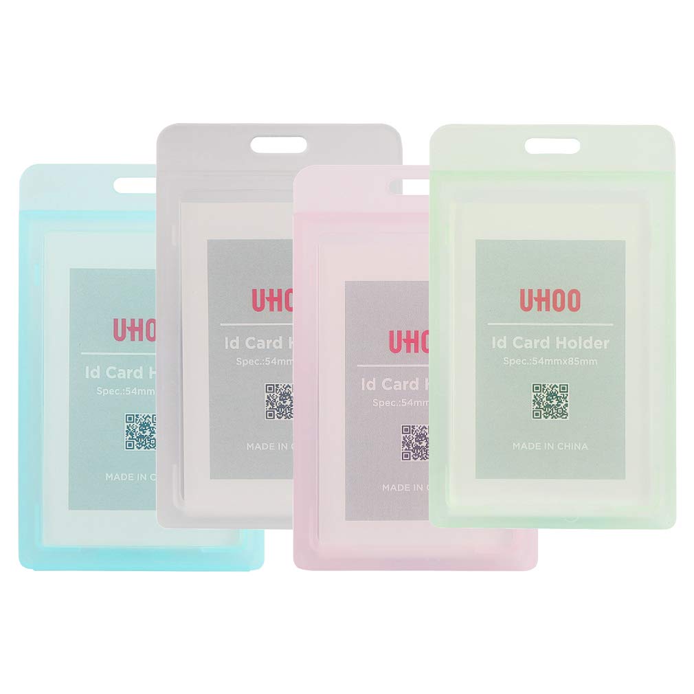 Buy UHOO ID Badge Card, Hard Plastic ID Card Holder Vertical ...